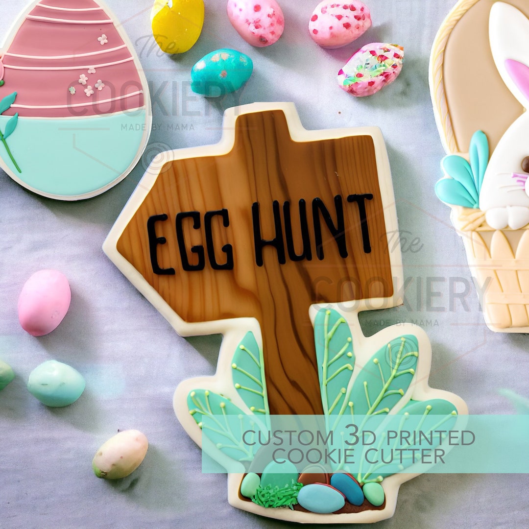 Egg Hunt Wooden Sign Cookie Cutter, Easter Bunny Cutter, 3D Printed ...
