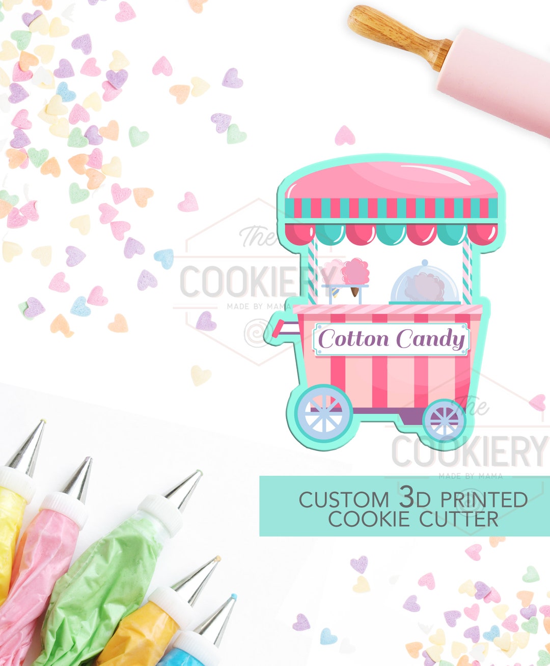 Cotton Candy Cart Cookie Cutter - Food Cart Cookie Cutter - 3D Printed ...