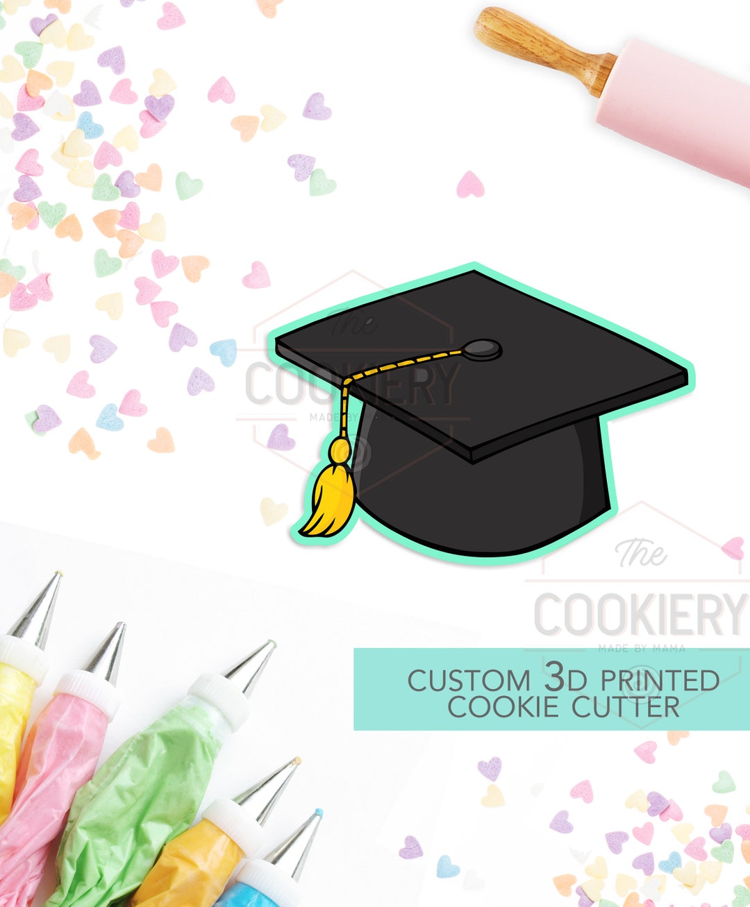 Graduation Cap Cookie Cutter - Graduation Cap Cutter - 3D Printed ...