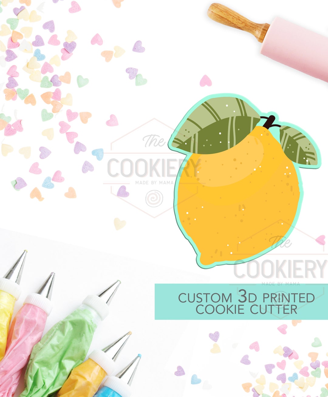 Lemon With Leaves Cookie Cutter - Fruit Cookie Cutter - 3D Printed ...