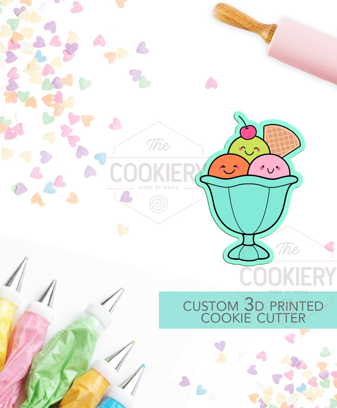 Ice Cream Sundae Cookie Cutter - Ice Cream Cookie - 3D Printed Cookie ...