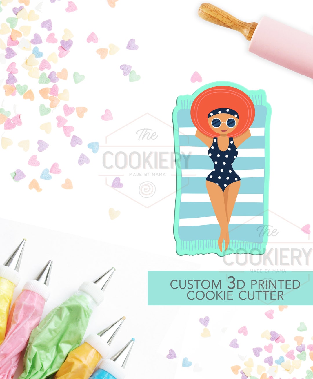 Sunbather Cookie Cutter - Bikini Cookie Cutter - Beach Summer Cookie ...