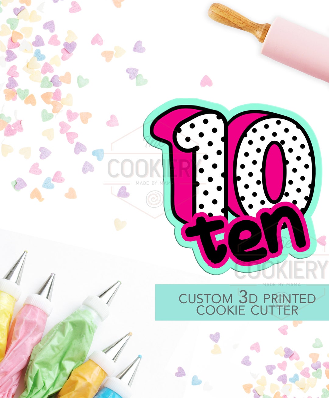 Number 10 With Lettering Cookie Cutter - Number Ten Cookie Cutter ...