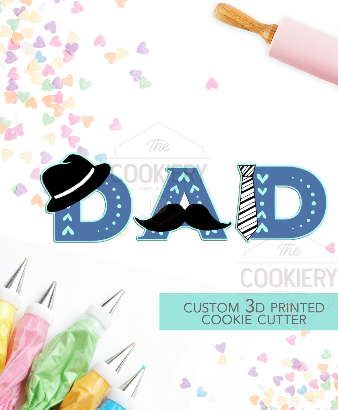 DAD Lettering Set - 3 PC Set - Father's Day Cookie Cutters - Platter ...
