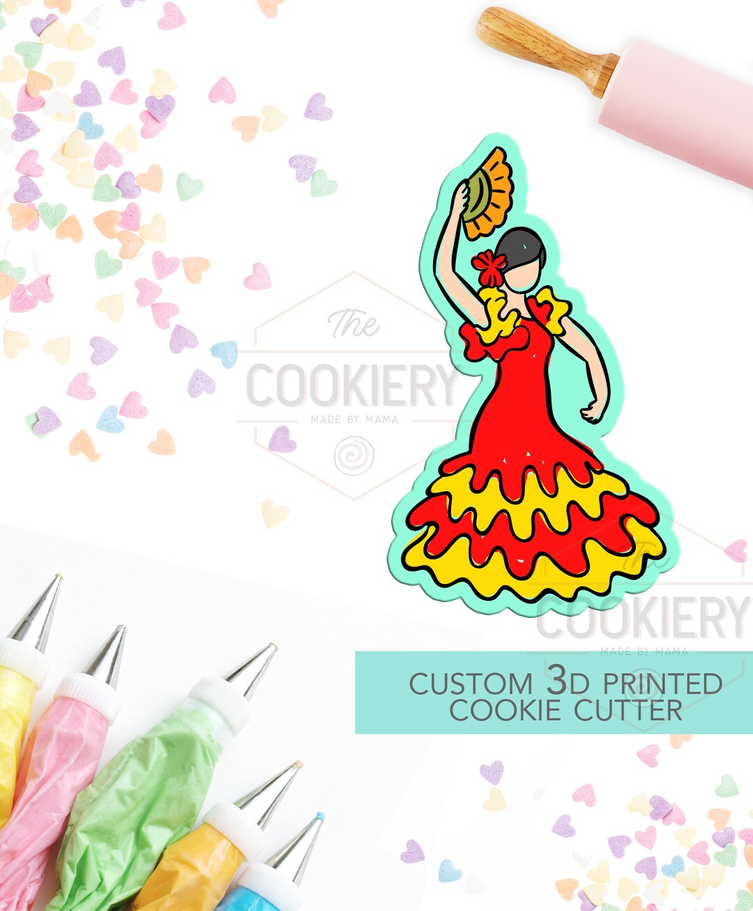 Flamenco Dancer Cookie Cutter - Flamenco Cookie Cutter - Spanish Themed ...