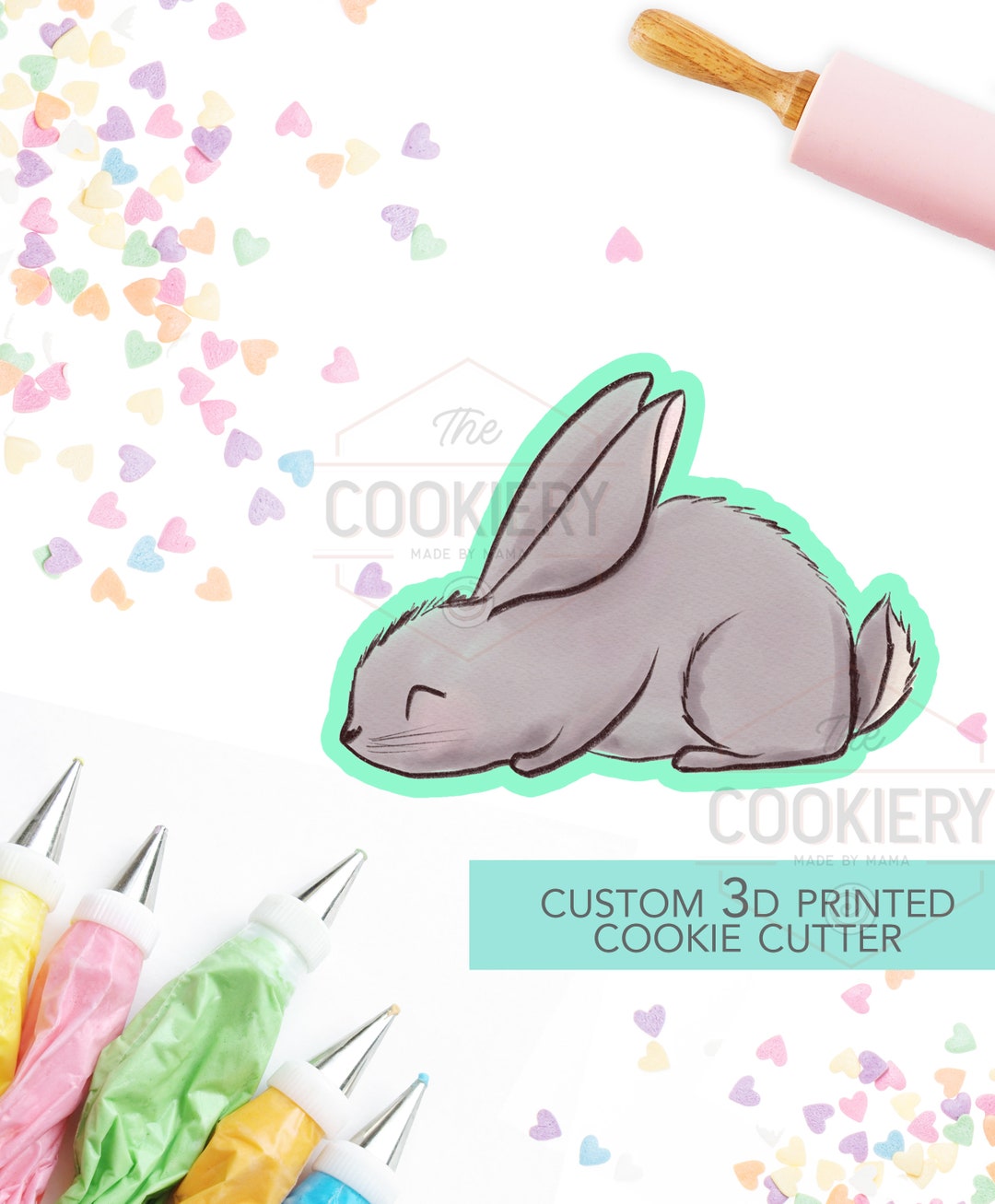 Sniffing Bunny Cookie Cutter, Easter Bunny Cutter, 3D Printed Cookie ...
