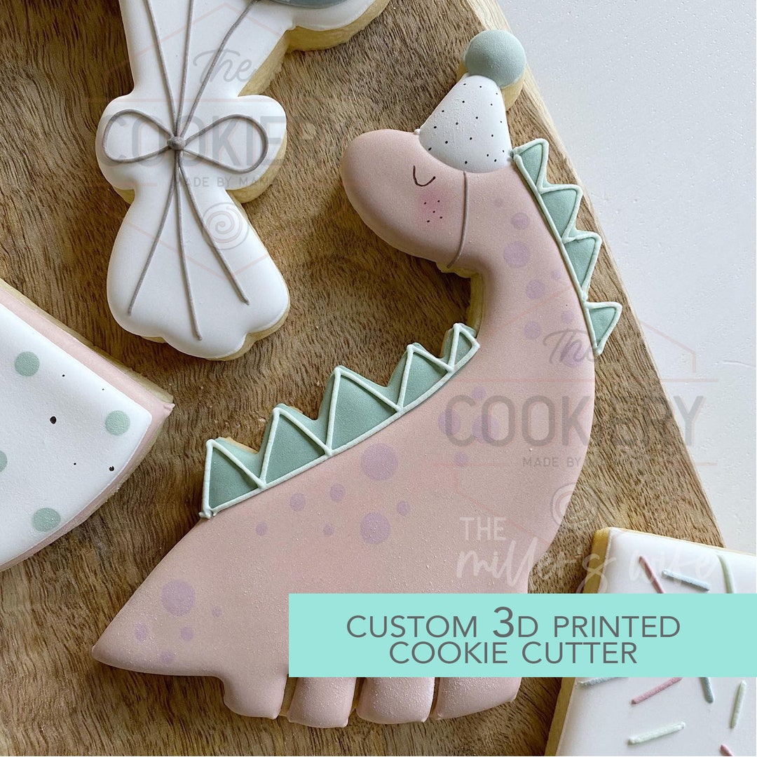 Party Dinosaur Cookie Cutter - Cute Dino Cookie Cutter - 3D Printed ...