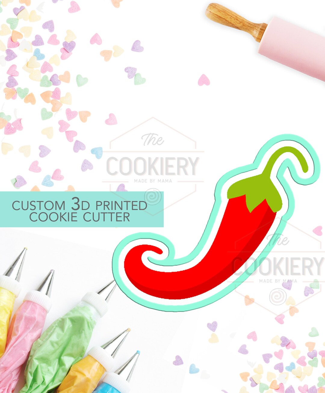 Chili Pepper Cookie Cutter, Jalapeno Cookie Cutter - 3D Printed Cookie ...
