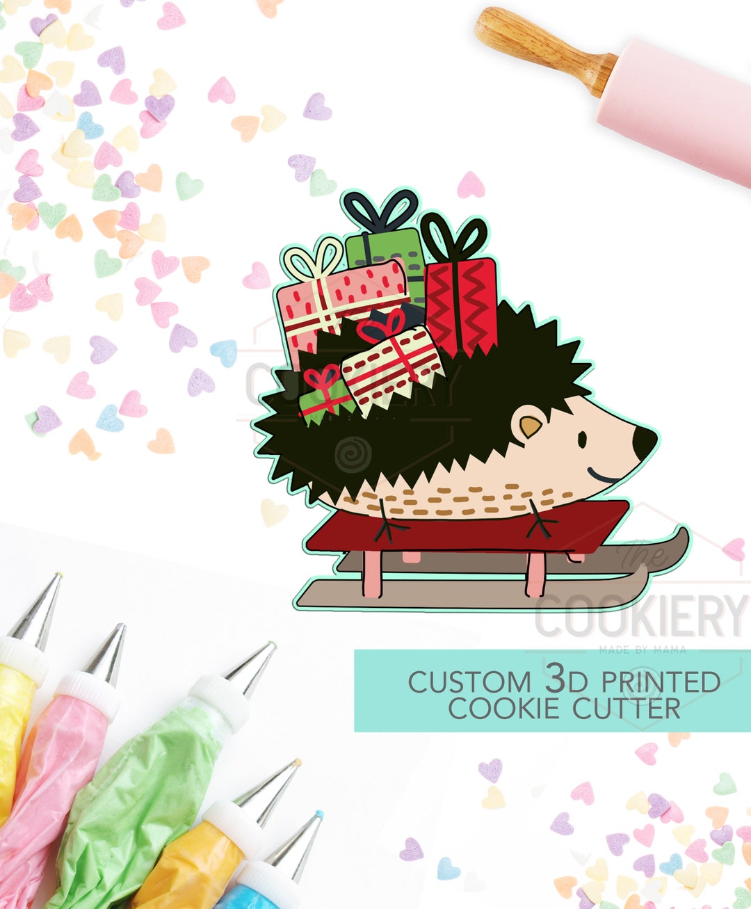 Christmas Hedgehog Cookie Cutter - Christmas Cookie Cutter - Winter ...