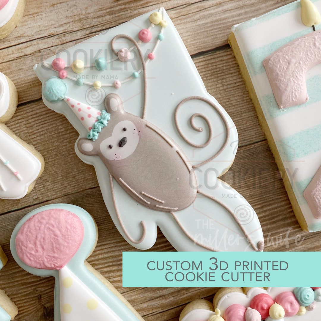 Birthday Monkey Cookie Cutter - Birthday Animals Cookie Cutter - 3D ...