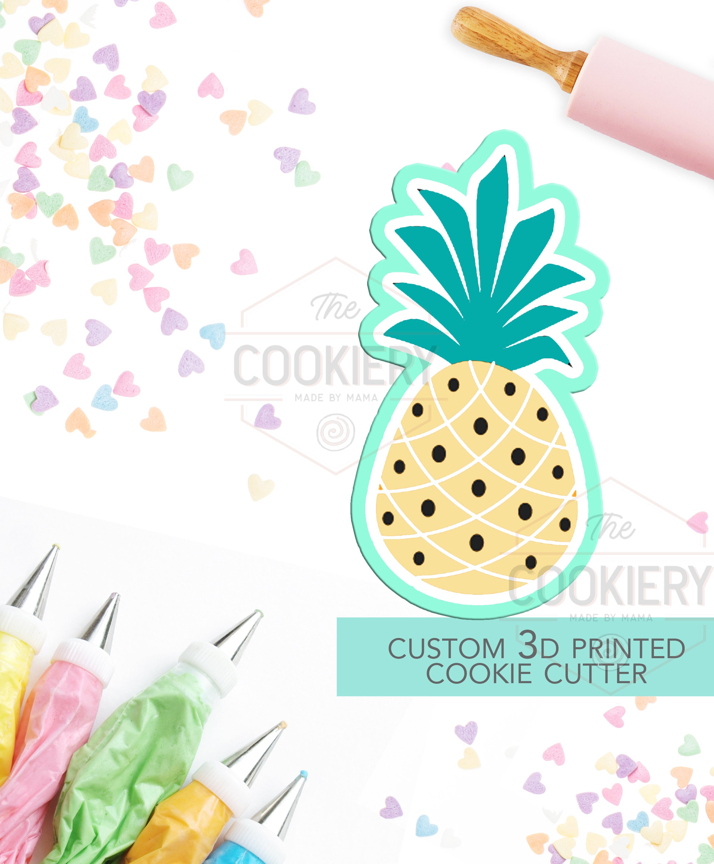 Pineapple Cookie Cutter - Tropical Summer Cookie Cutter - 3D Printed ...