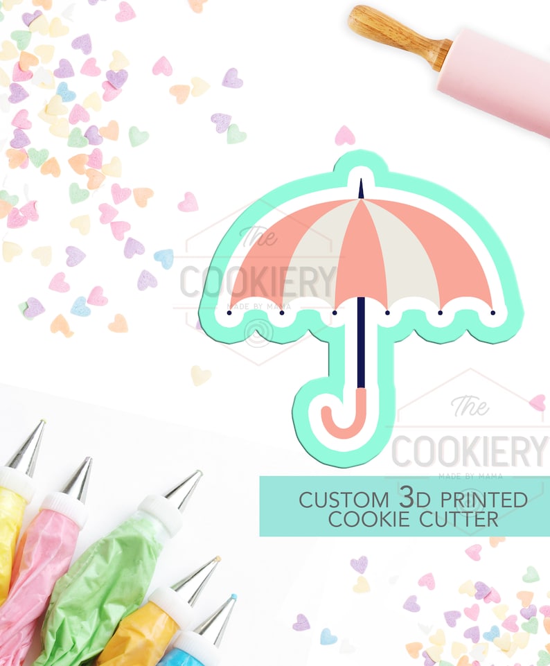 Umbrella Cookie Cutter, Rain Umbrella Cookie Cutter - 3D Printed Cookie ...