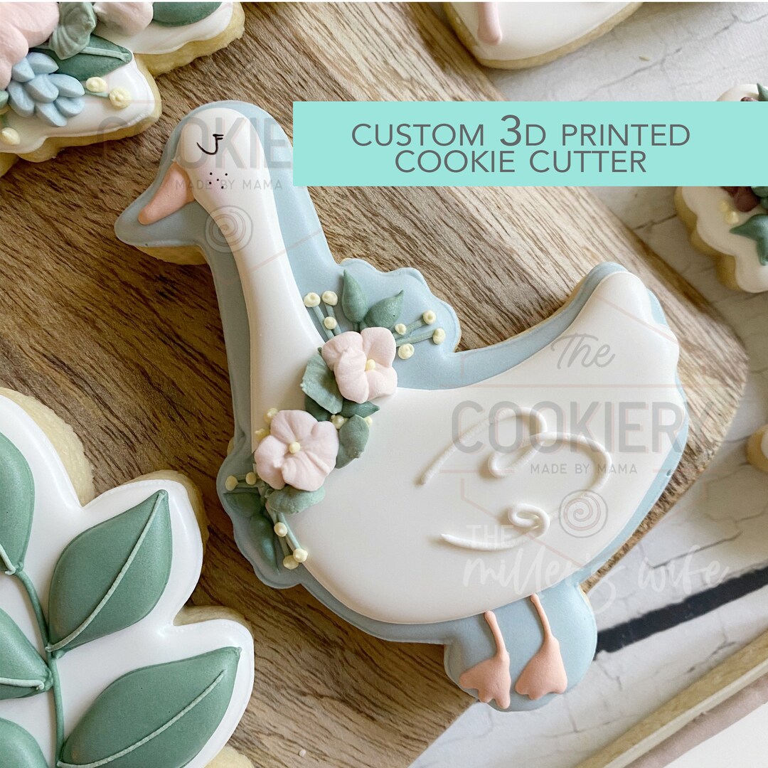 Floral Girly Goose Cookie Cutter - Farm Animals Cookie Cutter - 3D ...