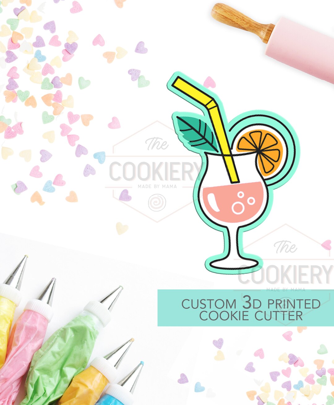 Cocktail Drink Cookie Cutter - Beach Drink Cookie Cutter - 3D Printed ...