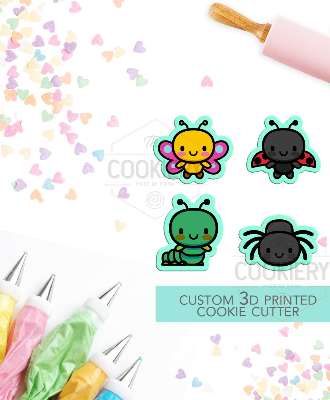 Mini Bugs Cookie Cutter Set - Mini Cookie Cutters - 3D Printed Cookie ...