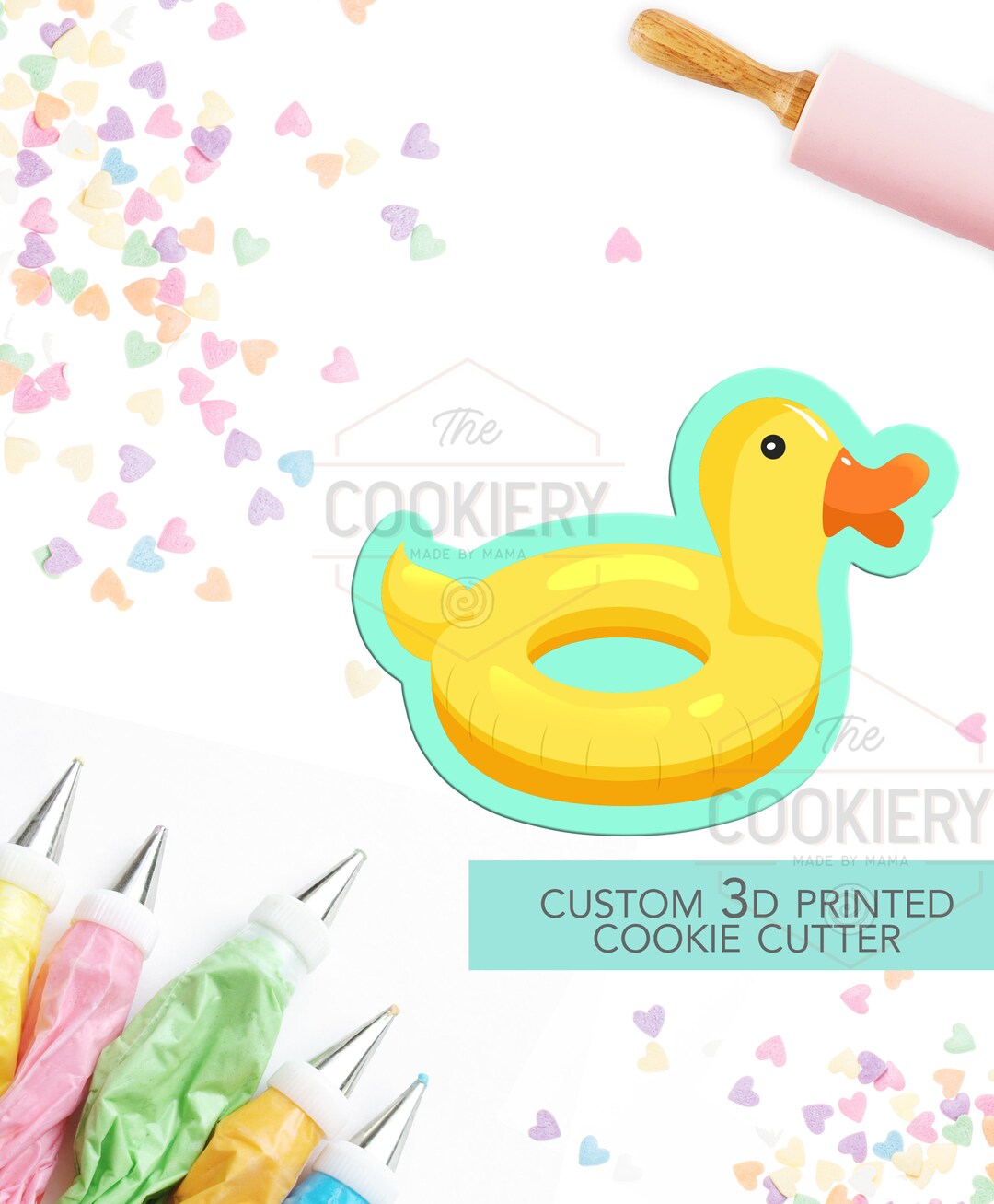 Rubber Ducky Swim Ring Cookie Cutter - Rubber Duck Floatie Cookie ...