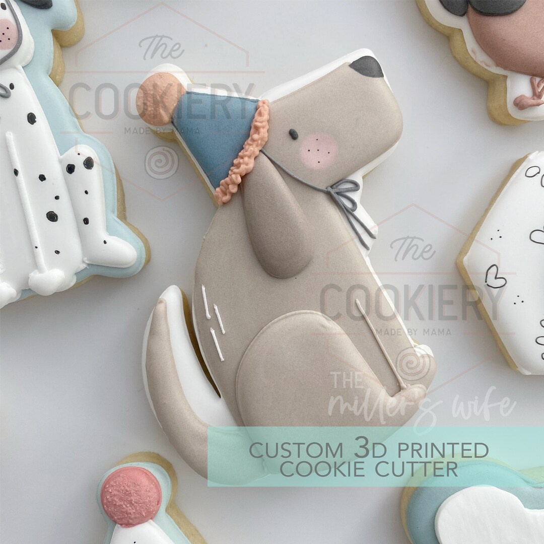Dog With Party Hat Cookie Cutter - Big Dog Breed Cookie Cutter - 3D ...