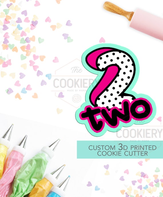 Number 2 With Lettering Cookie Cutter Number Two Cookie | Etsy