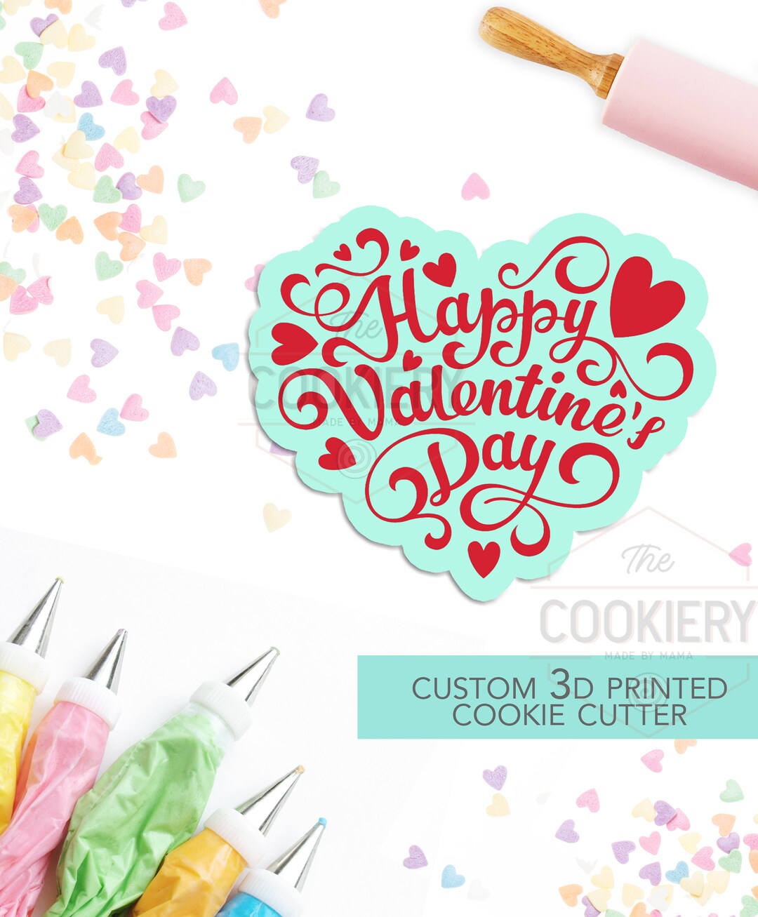 Happy Valentine's Day Cookie Cutter Valentine's Calligraphy Cutter ...