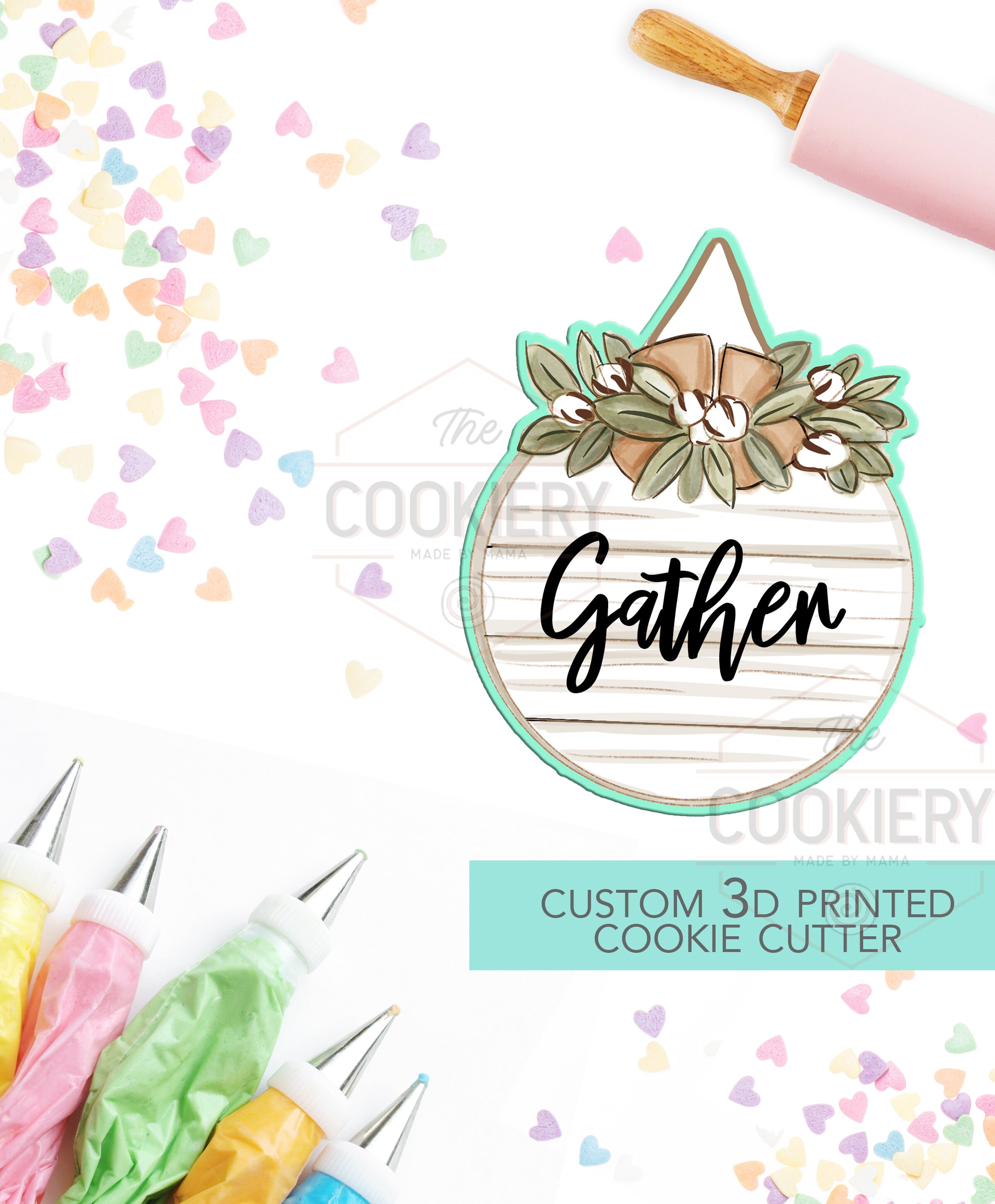 Floral Hanging Sign Cutter Rustic Autumn Cookie Cutter 3D - Etsy