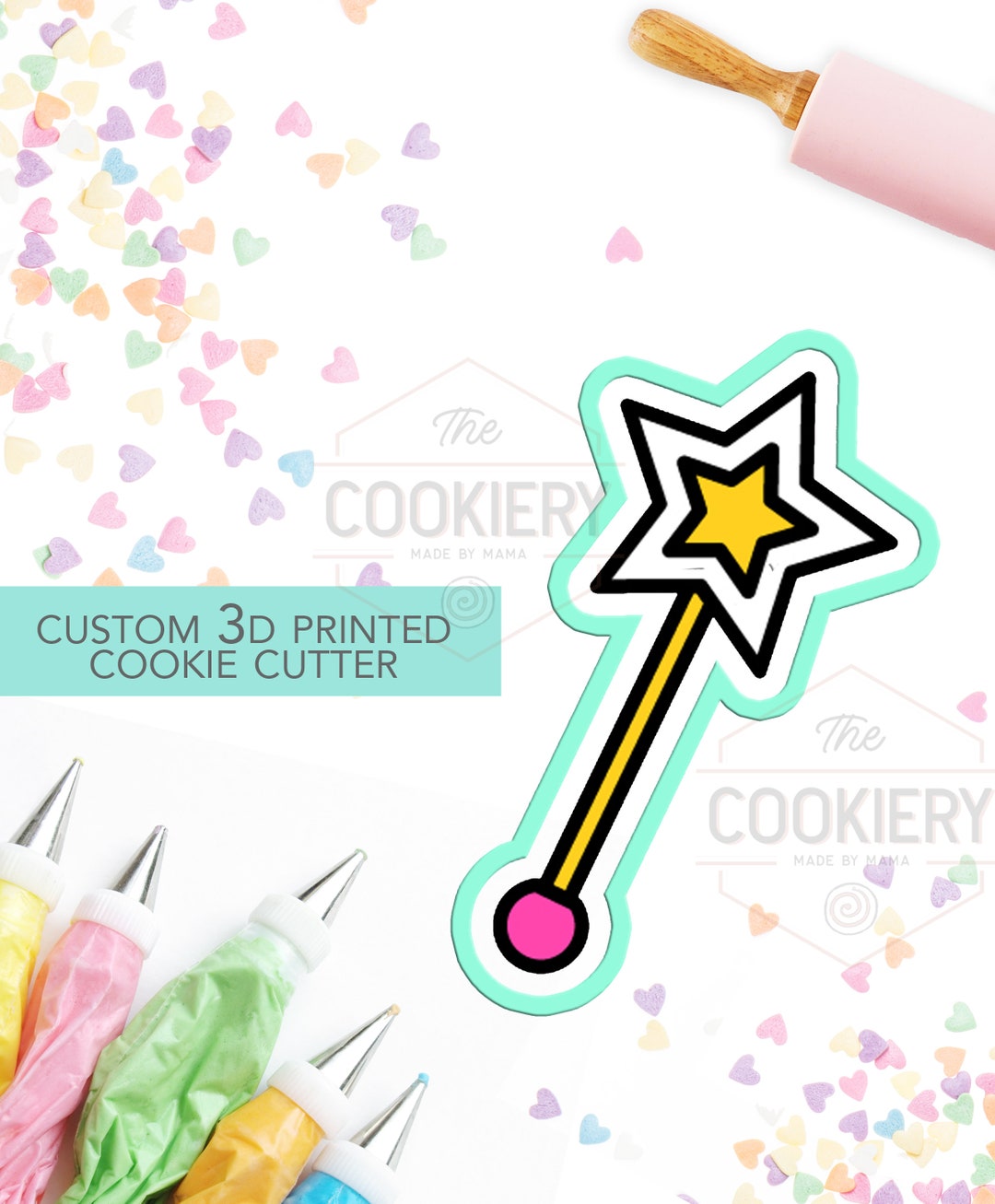 Star Wand Cookie Cutter - Magic Wand Cutter - 3D Printed Cookie Cutter ...