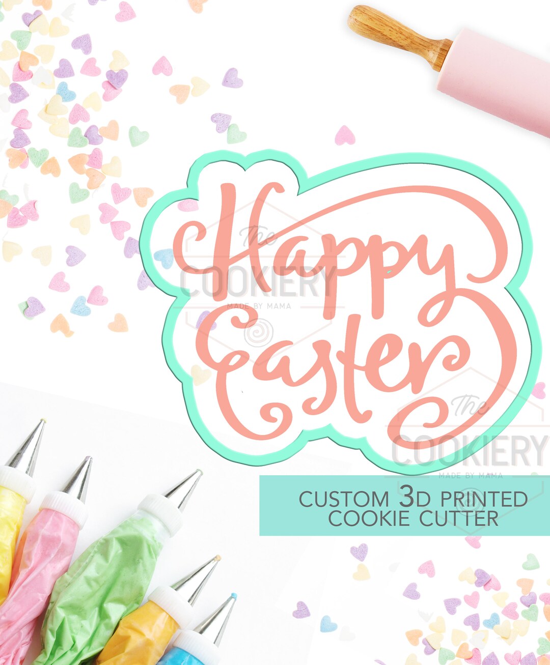 Happy Easter Writing Cutter, Happy Easter Calligraphy Cookie Cutter, 3D ...