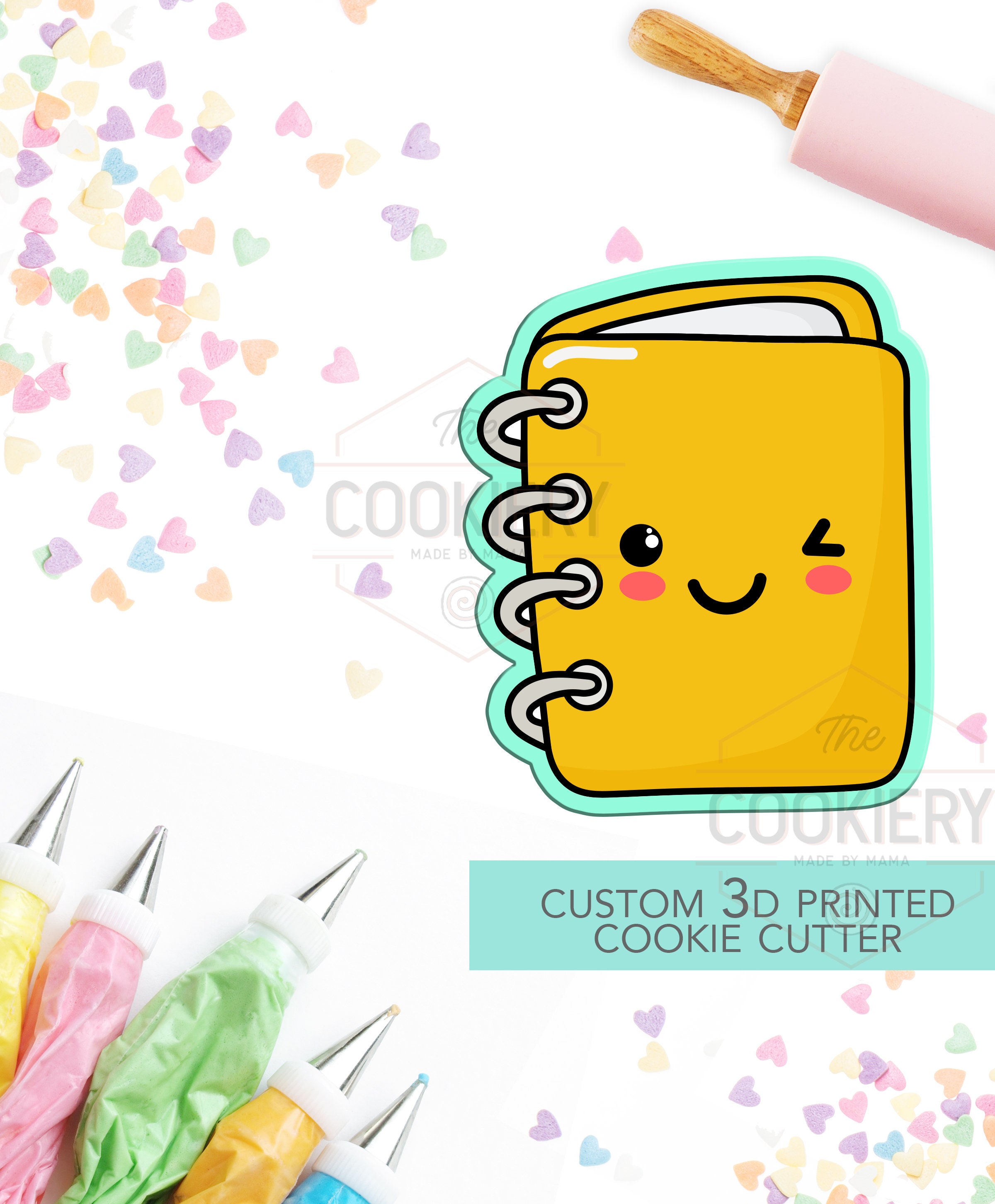 Notebook Cookie Cutter - Spiral Notebook - Graduation Cookie Cutter ...