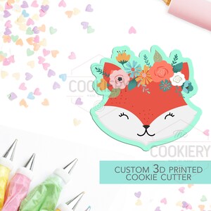 Fox With Flowers Cookie Cutter - Cute Fox Cookie Cutter - 3D Printed ...