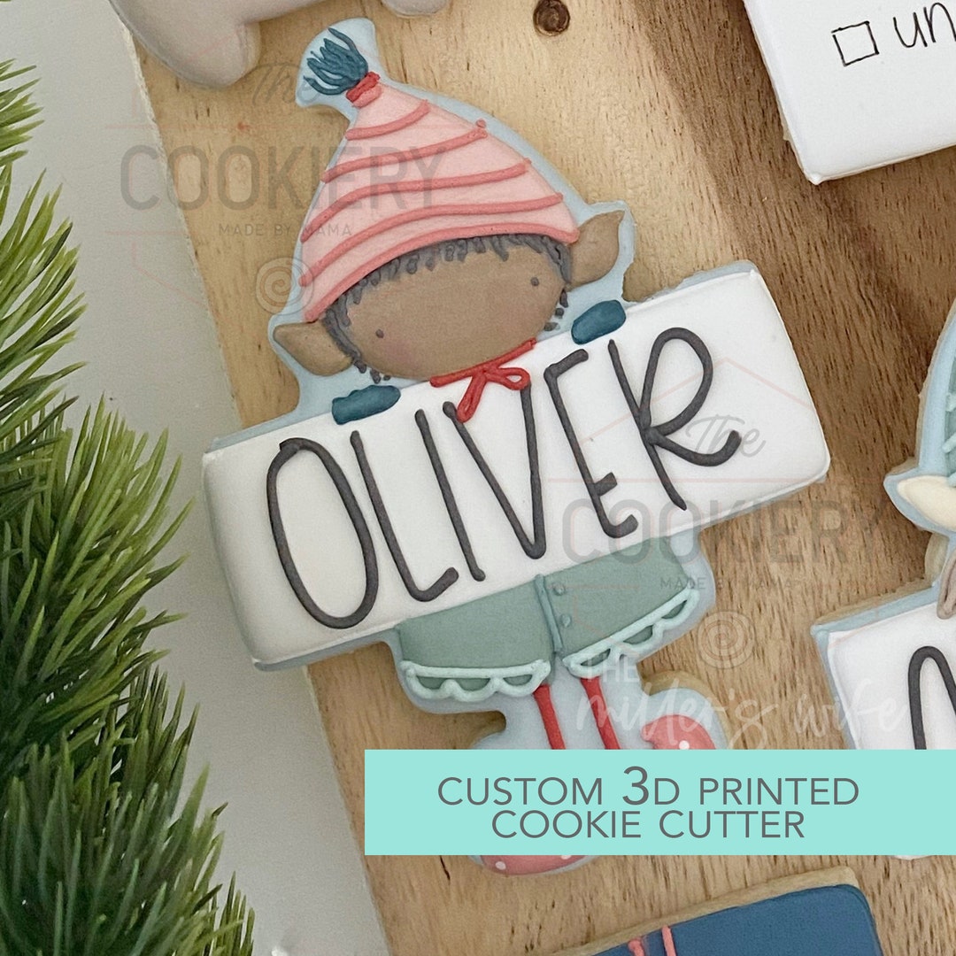 Christmas Boy Elf Name Plaque Cookie Cutter - Christmas Cookie Cutter ...