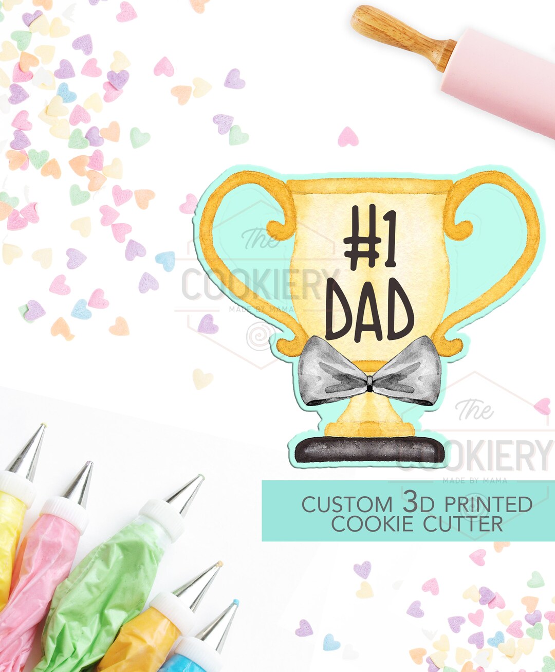 Number One Dad Trophy Cookie Cutter - Father's Day Cookie Cutter ...