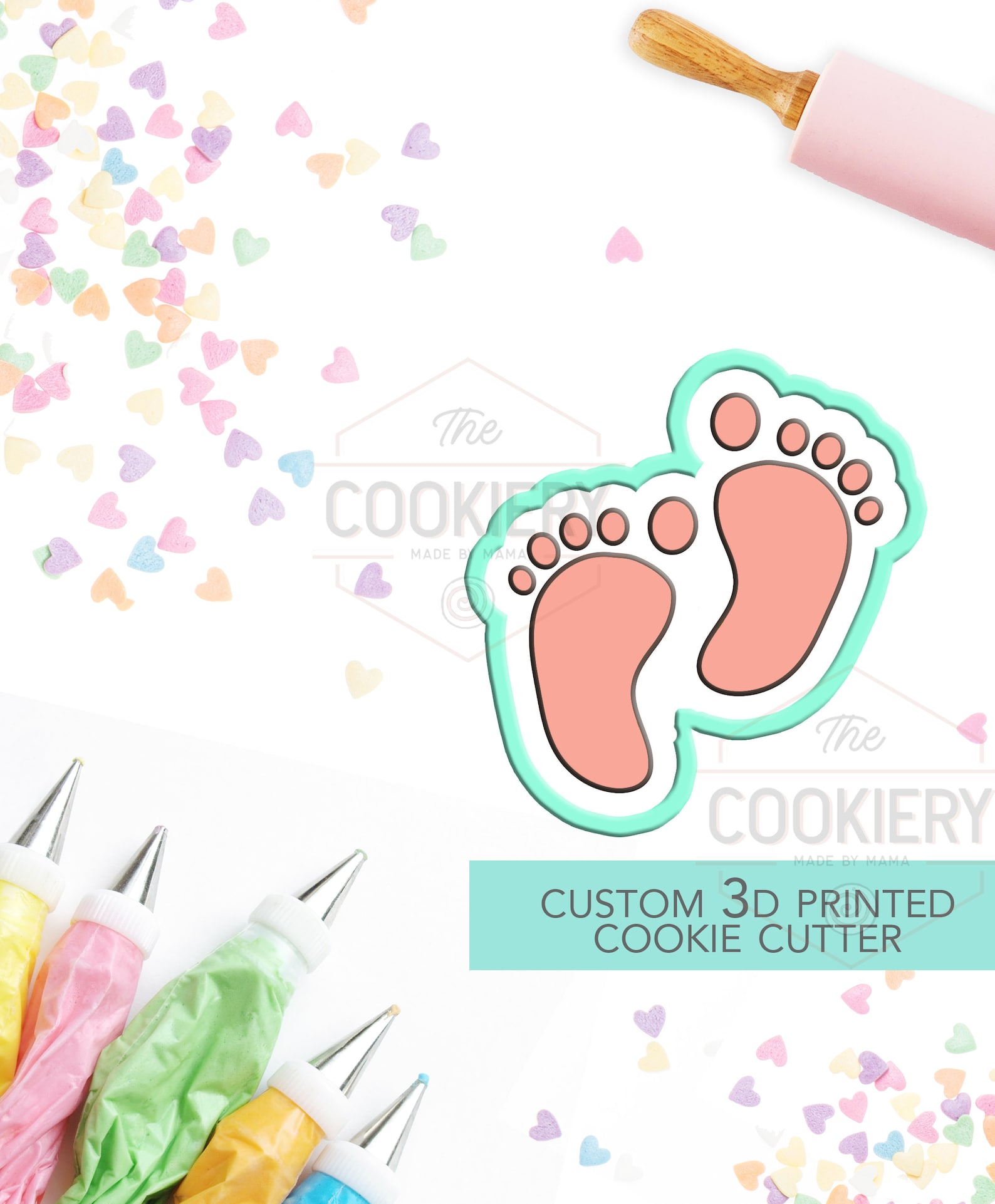 Baby Feet Cookie Cutter - Footprints Cookie Cutter, Baby Shower Cookie ...