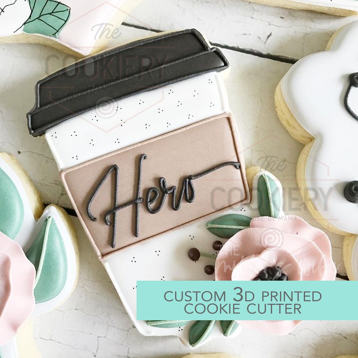 Floral Latte Coffee Cookie Cutter Coffee Cup Cookie Cutter - Etsy