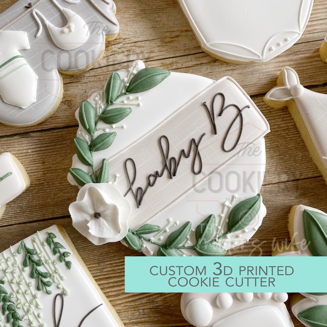 Round Leafy Plaque Cookie Cutter - Baby Shower Cutter - 3D Printed ...