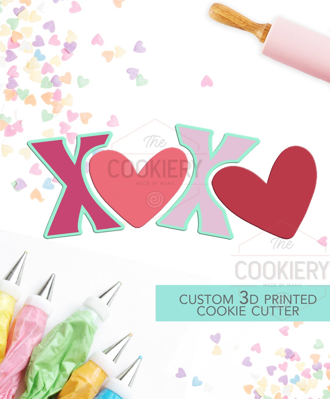 XOXO Puzzle Lettering Set - 4 PC Set - Valentine's Cookie Cutters - 3D ...