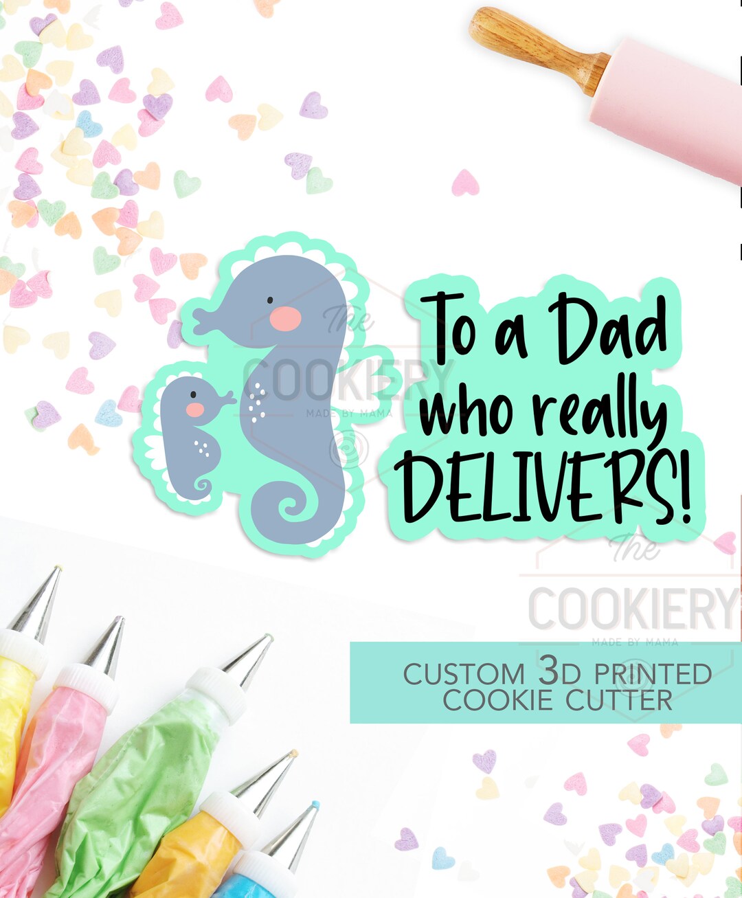 Seahorse Father's Day Set - 2 PC Set - Father's Day Puns Cookie Cutters ...