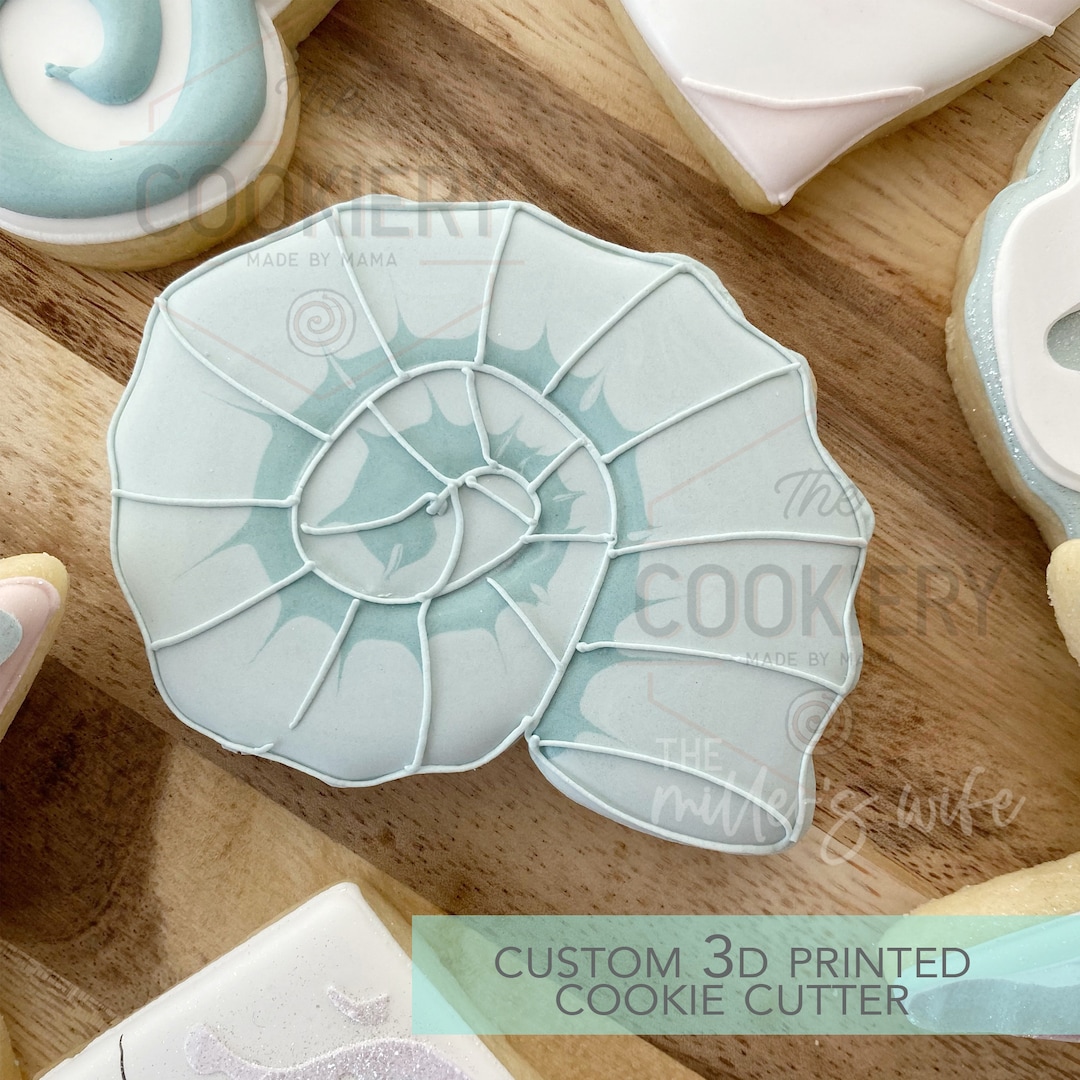 Spiral Seashell Plaque Cookie Cutter - Under the Sea Cookie Cutter - 3D ...