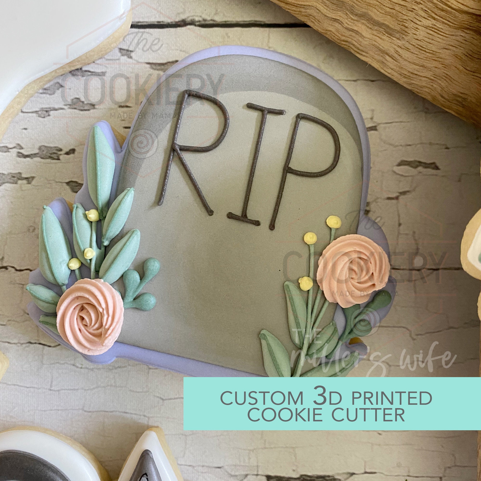 Floral Tombstone Cookie Cutter Halloween Cookie Cutter - Etsy