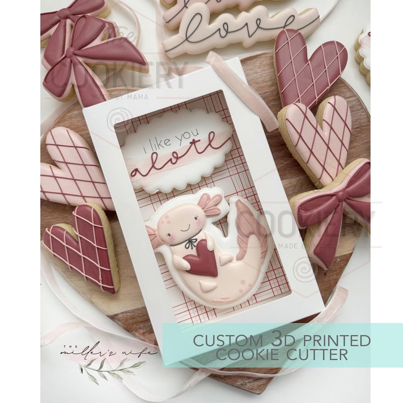 I Like You Alotl Axolotl Cutter Set - Valentine's Cookie Cutters - 3D ...