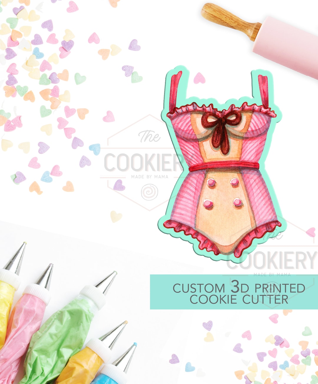 Ruffled Lingerie Cookie Cutter - Valentine's Day Cookie Cutter - 3D ...