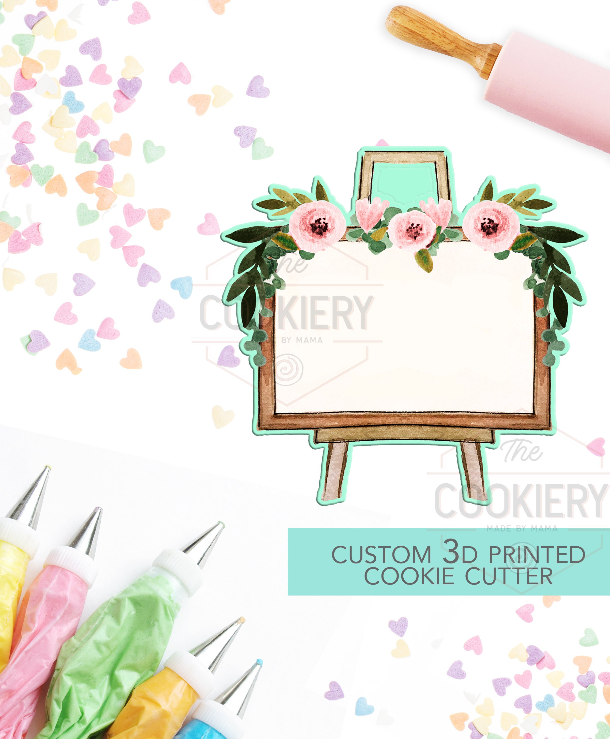 Floral Wooden Sign Cookie Cutter Wooden Stand Cookie Cutter | Etsy