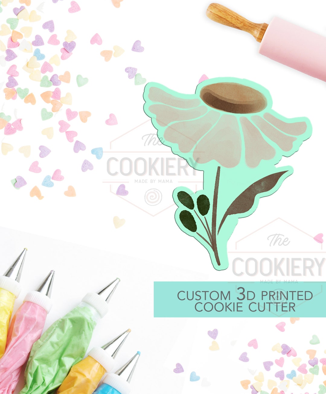 Daisy Flower Cookie Cutter, Gardening Cookie Cutter - 3D Printed Cookie ...