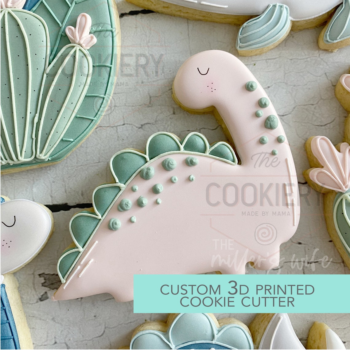 Dinosaur Cookie Cutter Cute Dino Cookie Cutter 3D Printed - Etsy