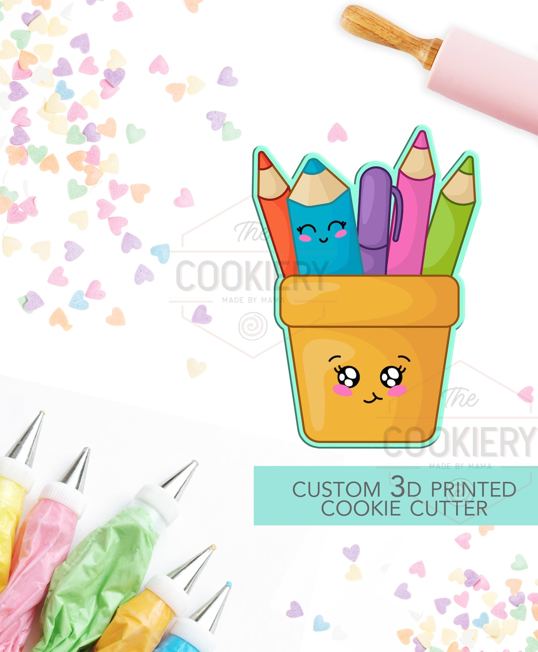 Cup of Pens Cookie Cutter - Teacher's Pens - Graduation Cookie Cutter ...