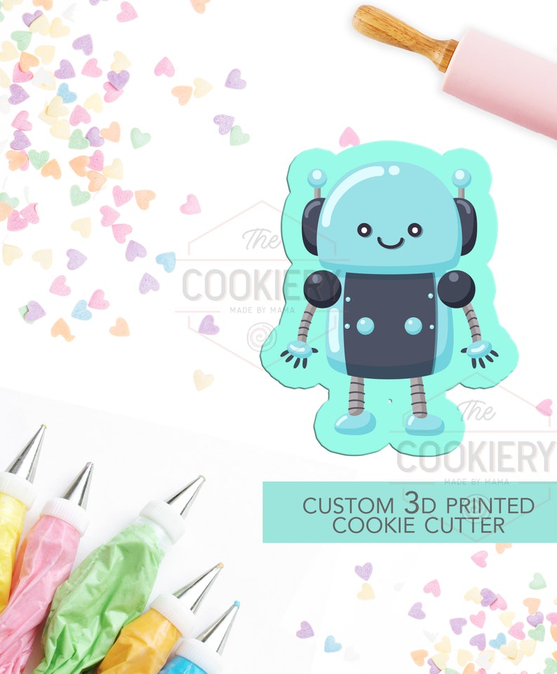 Robot Cookie Cutter - Cute Robot Cutter - 3D Printed Cookie Cutter ...