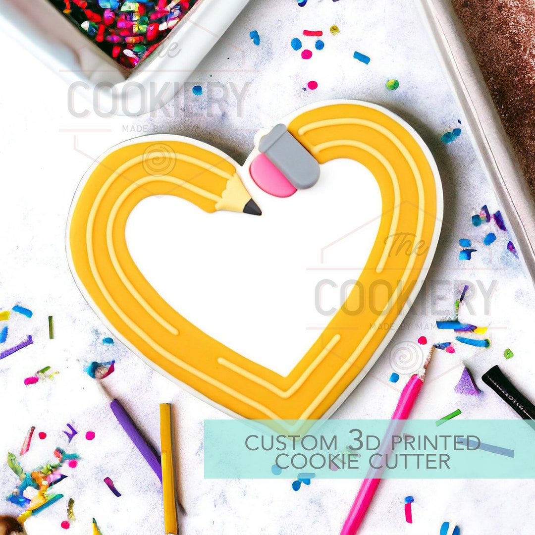 Pencil Heart Name Plaque Cookie Cutter - Back to School - 3D Printed ...