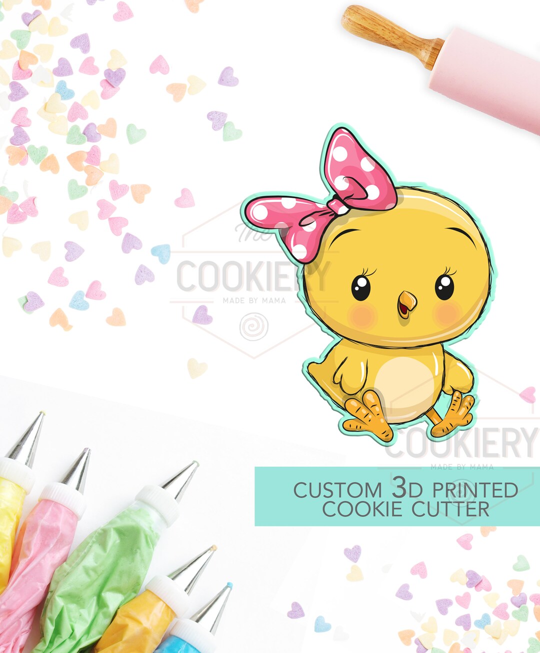 Girly Easter Chick Cookie Cutter - Chick Cookie Cutter - Spring and ...