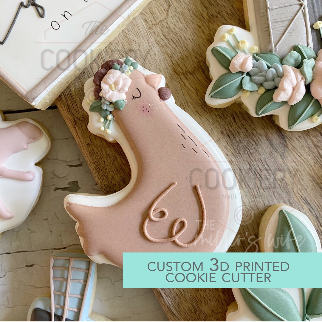 Floral Girly Hen Cookie Cutter - Farm Animals Cookie Cutter - 3D ...