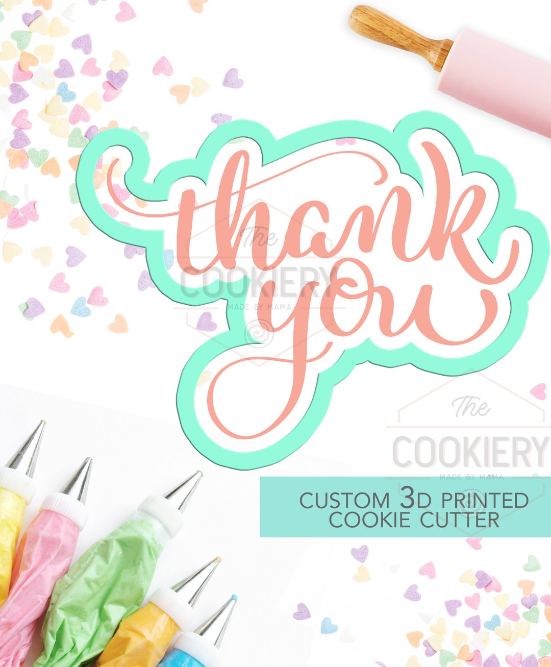 Thank You Script Cookie Cutter, Thank You Cutter - Stencil and Cutter ...