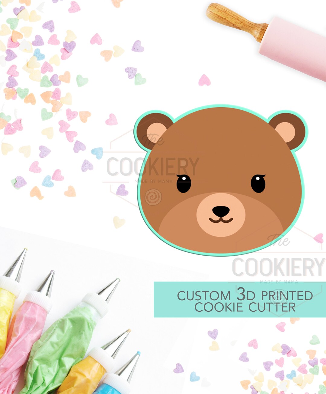 Bear Face Cookie Cutter - Cute Bear Cookie Cutter - 3D Printed Cookie ...