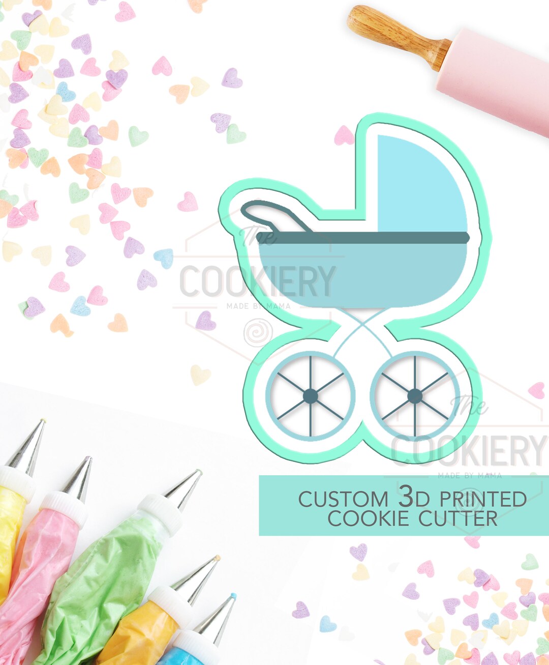 Baby Pram Cookie Cutter - Baby Stroller - Baby Shower Cookie - 3D ...